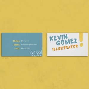 Funky Business Card | Ilustrated Canva Business Card Template | Fun ...