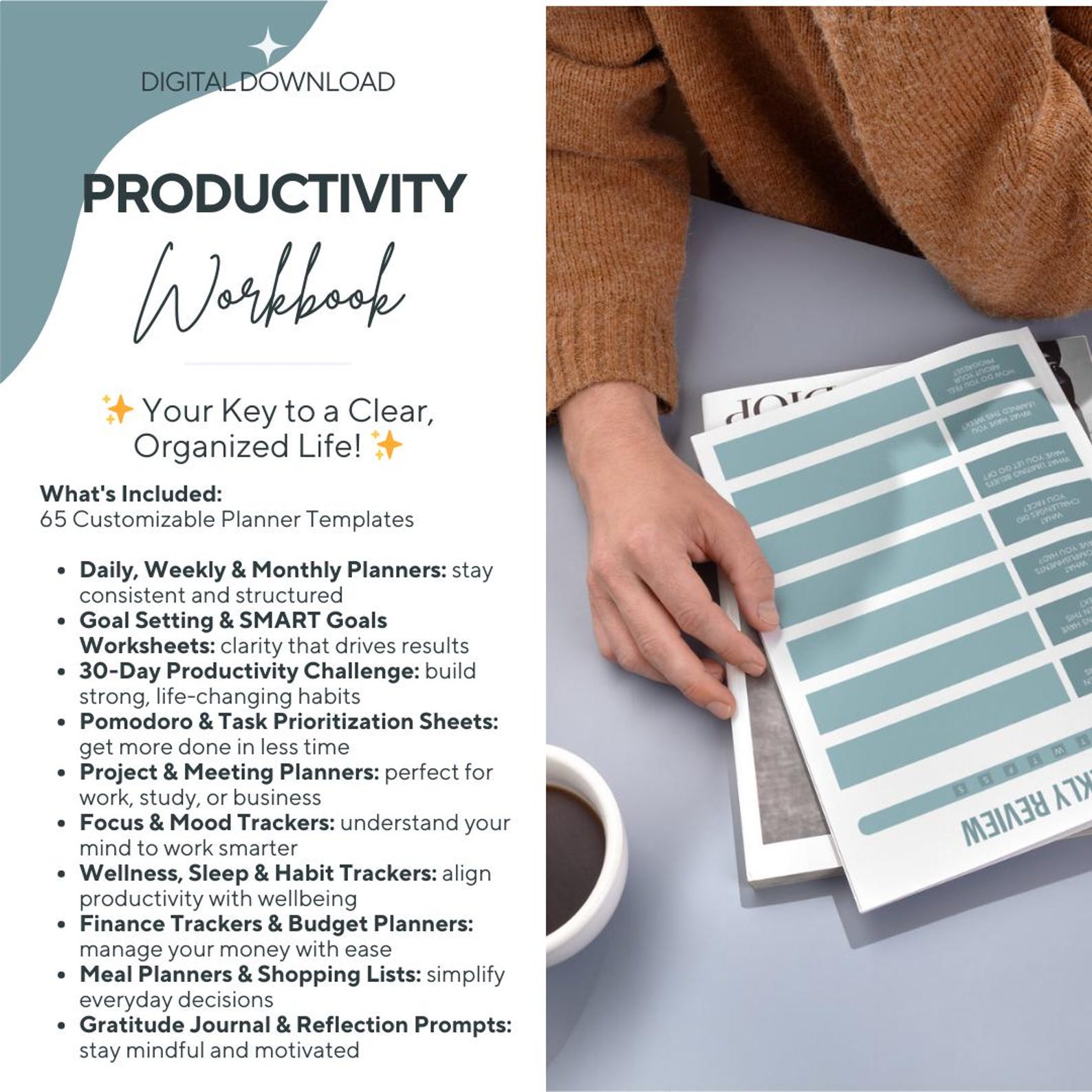 Productivity Workbook Printable PDF | Goal Planner, Daily Planner ...