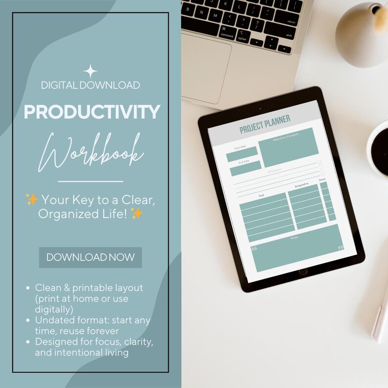Productivity Workbook Printable PDF | Goal Planner, Daily Planner ...