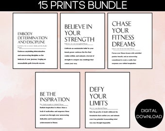 Digital Prints BUNDLE, 16 Posters, Fitness Quotes, Motivational ...