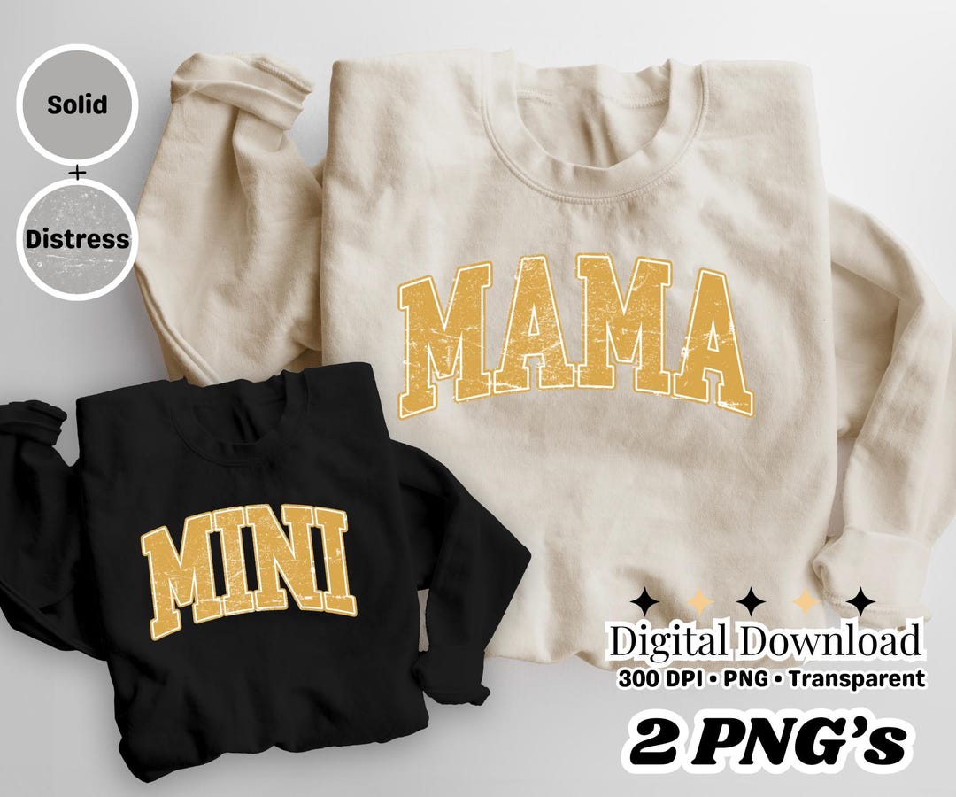 Mama Mustard Yellow Varsity Png Bundle, Shirt Png, Sublimation Png Mini ...
