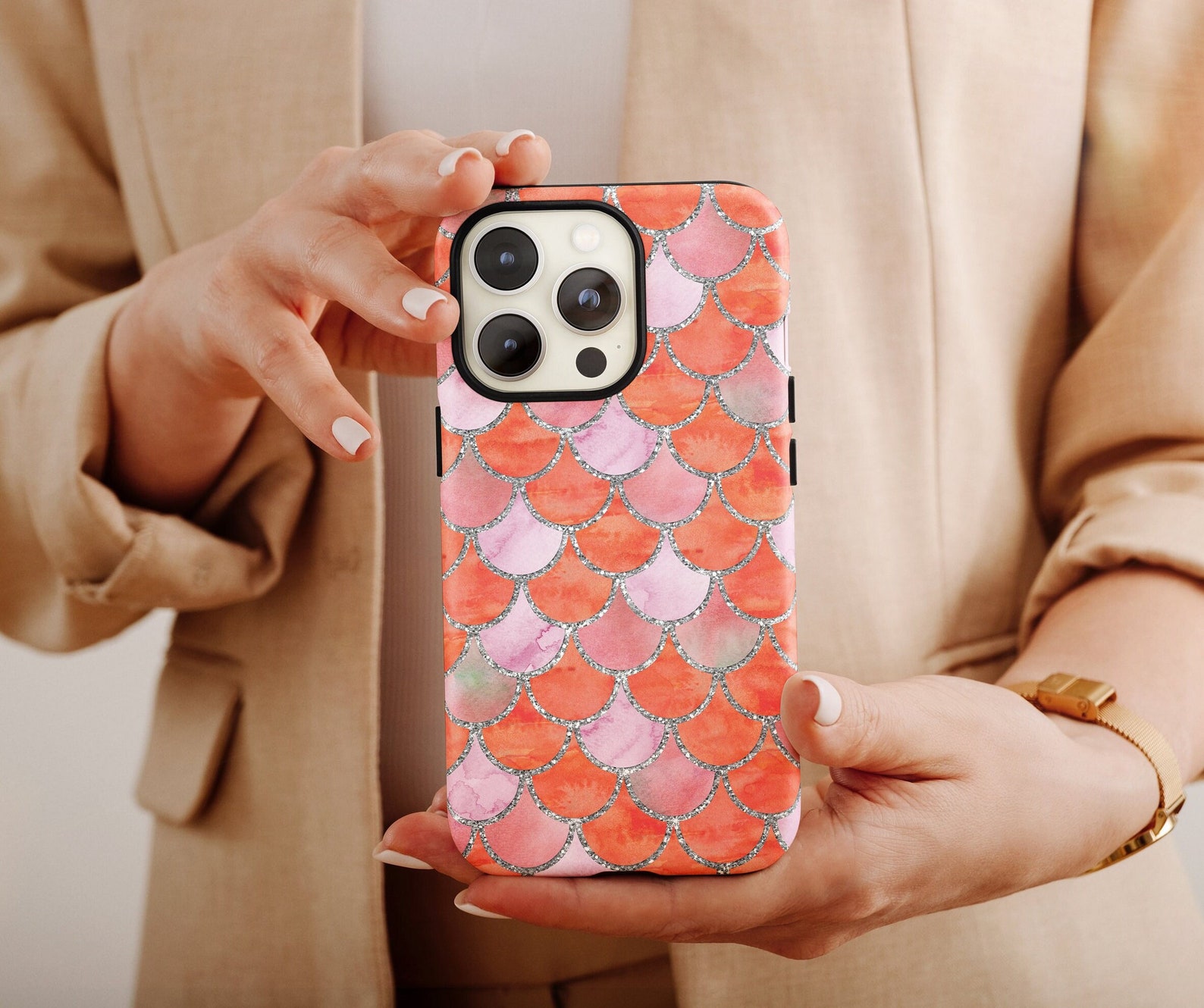 Mermaid Phone Case, Smartphone Case, Pink and Red Mermaid Scales Phone ...