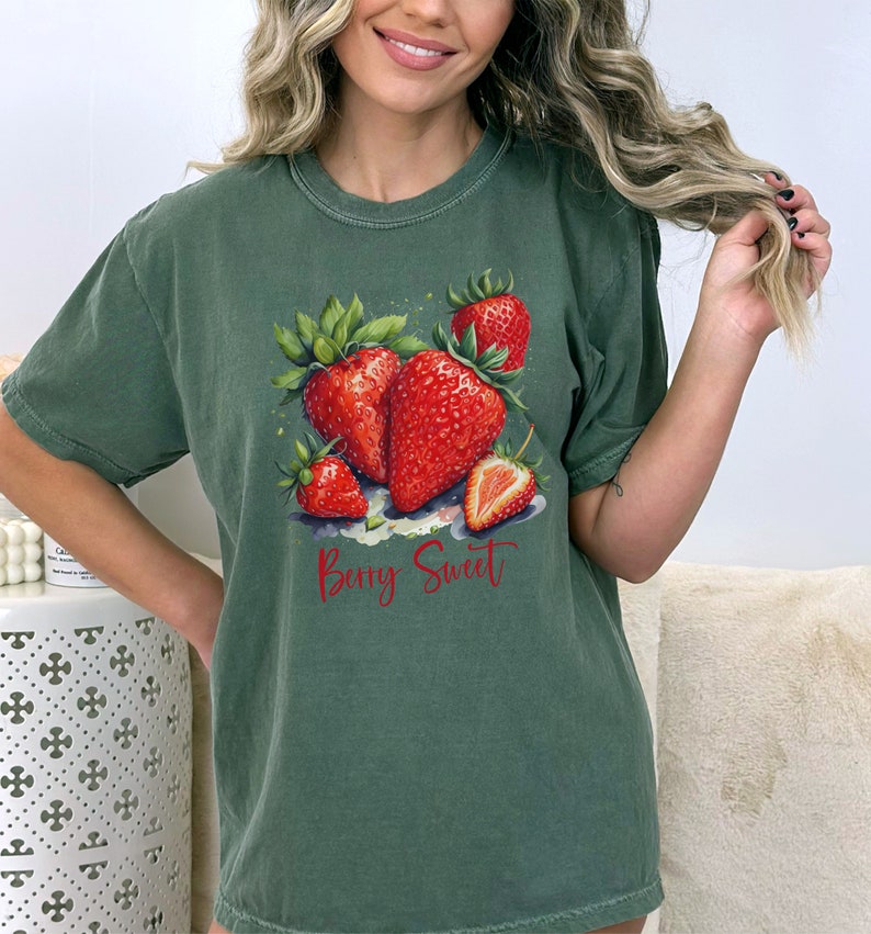 Strawberry Shirt for Women, Comfort Colors Tee , Cottagecore Tshirt, Berry Sweet Strawberries T ...