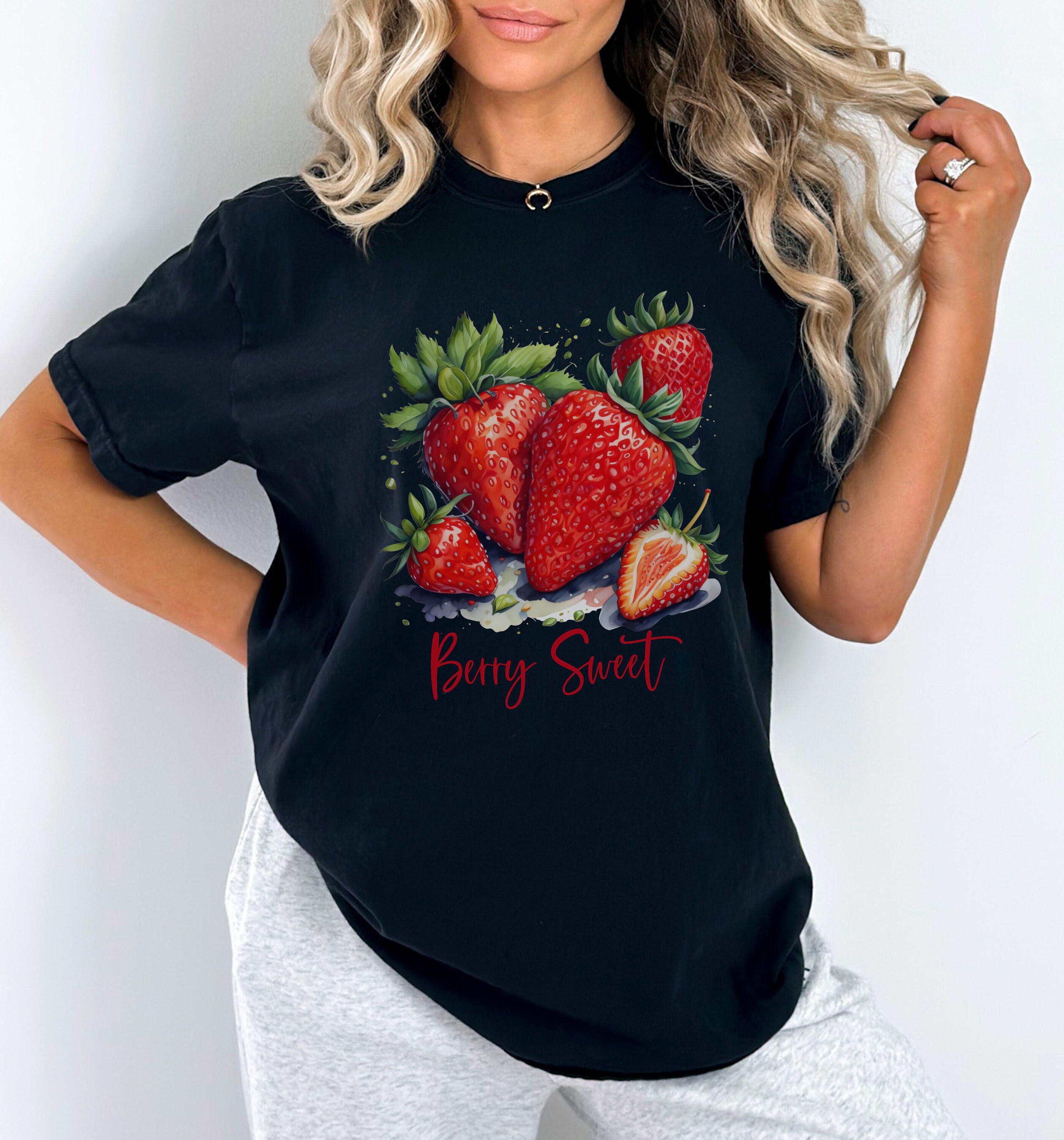 Strawberry Shirt for Women, Comfort Colors Tee , Cottagecore Tshirt, Berry Sweet Strawberries T ...