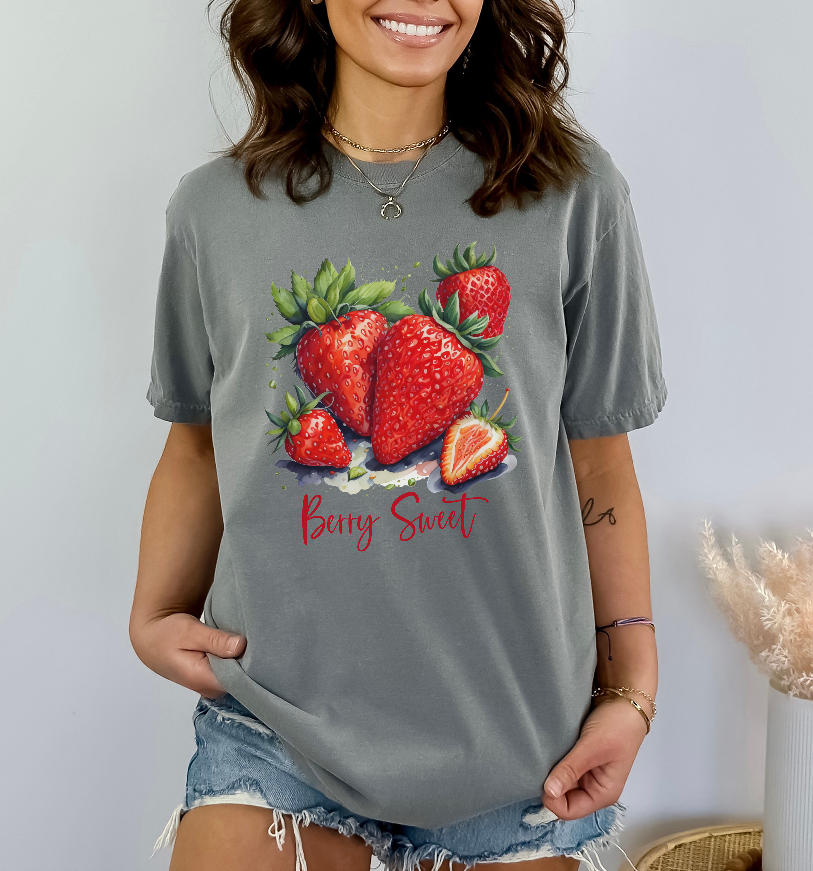 Strawberry Shirt for Women, Comfort Colors Tee , Cottagecore Tshirt, Berry Sweet Strawberries T ...