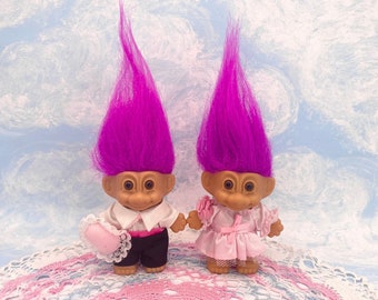 Vintage Flower Girl Troll Doll wedding Troll With Pink Hair Russ Berrie ...