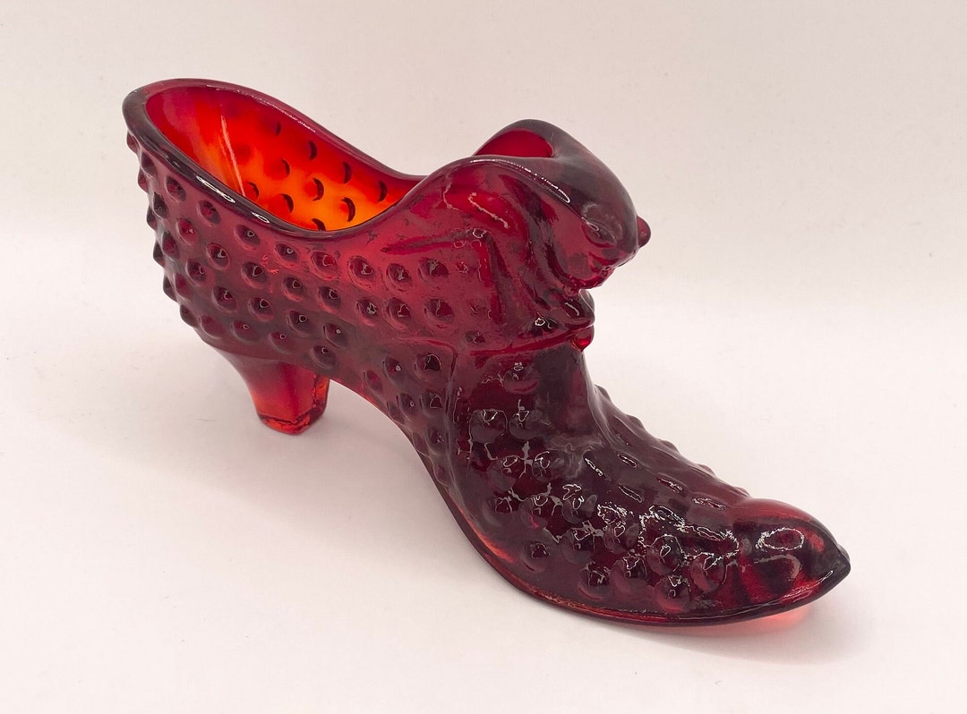 Red Vintage Fenton Hobnail Glass Slipper Ash Tray - Etsy