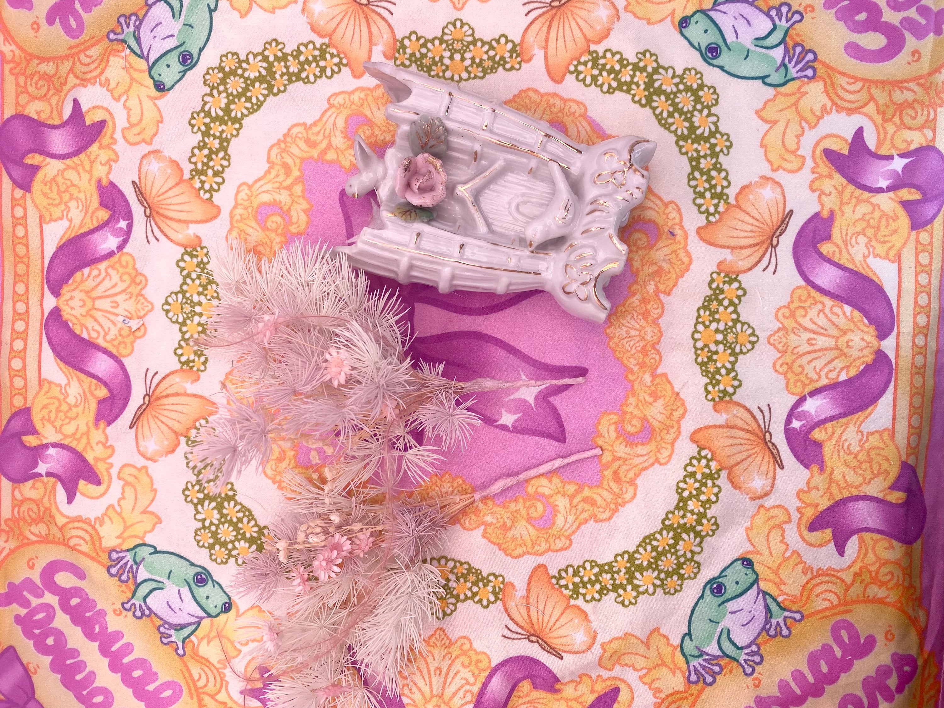 Dual Chamber Dove Mini Vase With Twin Coquette Pink Dried Floral ...