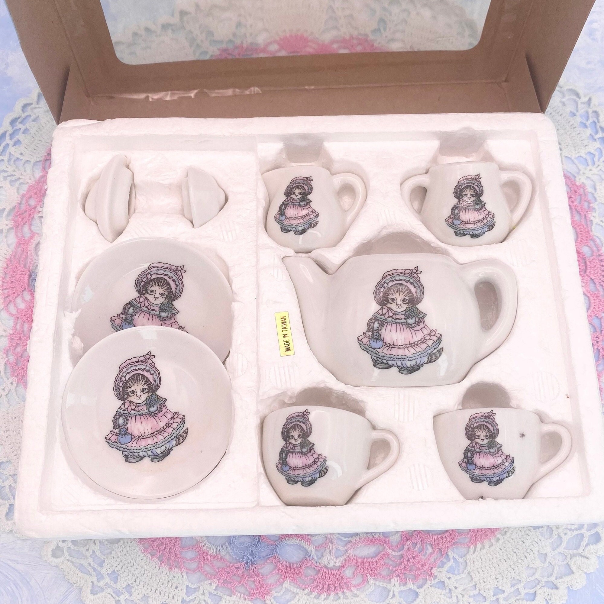 Vintage Kitty Cucumber 9 Piece Toy Tea Set by Schmid - Etsy