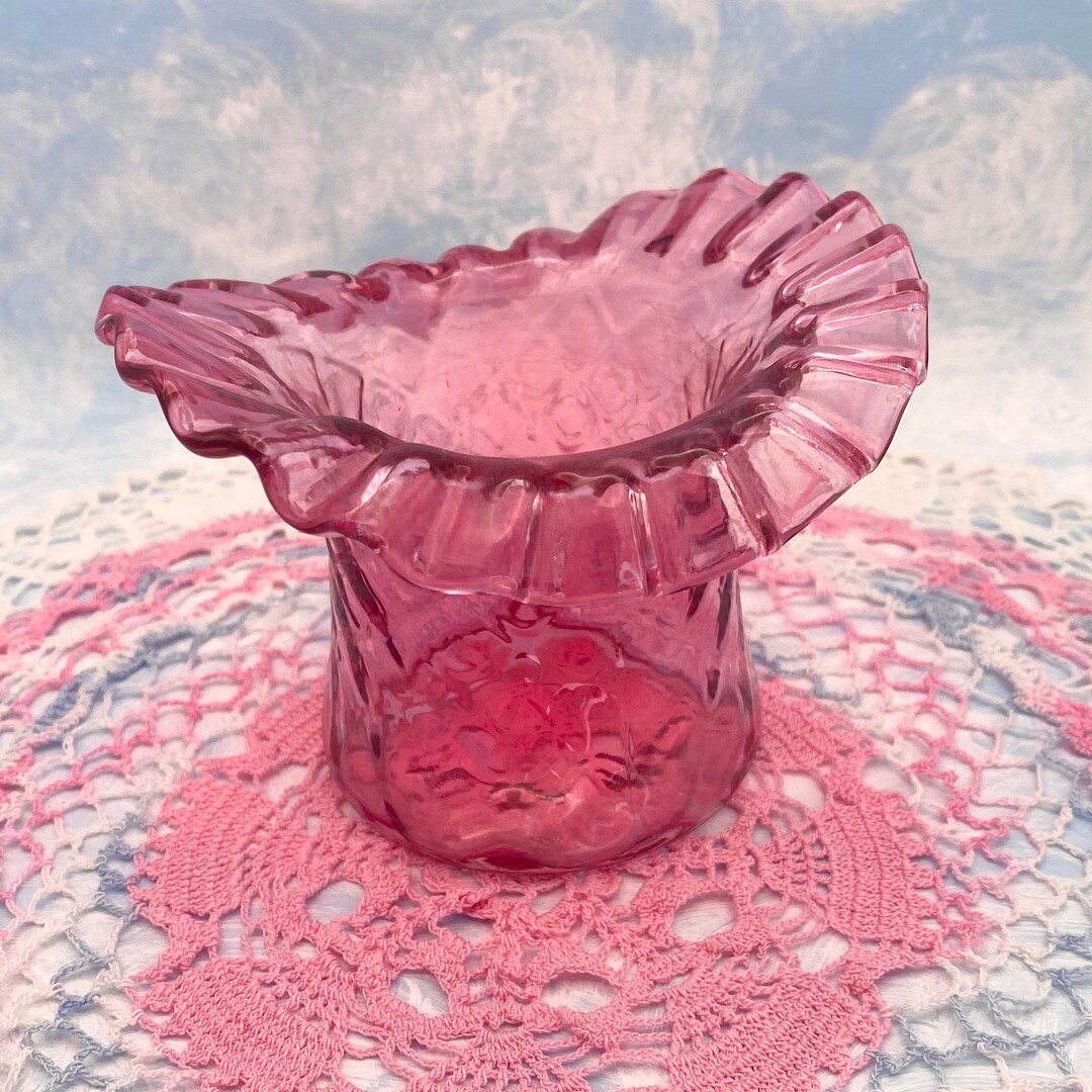 Fenton Cranberry Pink Glass Top Hat Vintage - Etsy