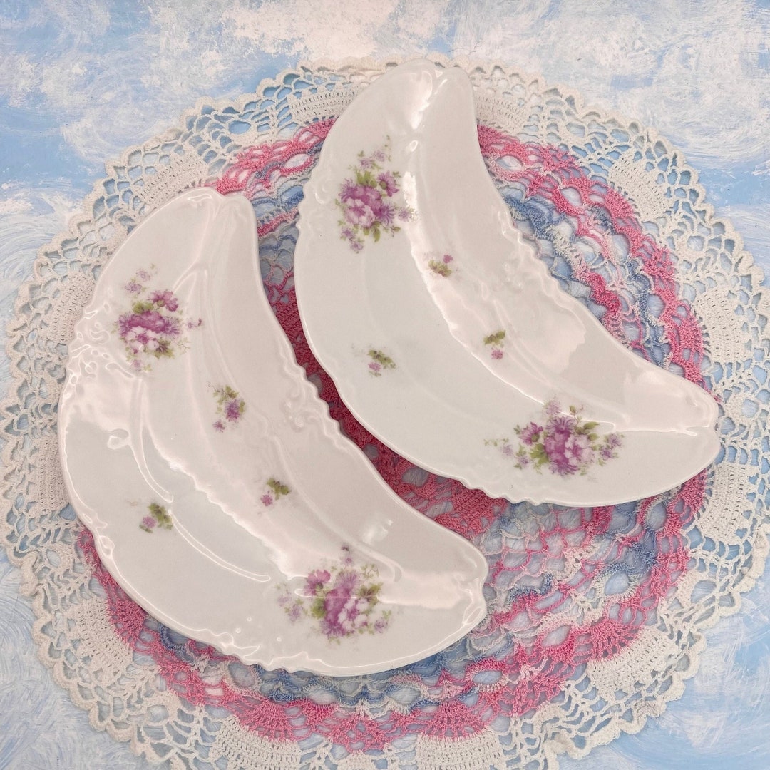 Habsburg Austrian Floral Crescent Bone China Plate Set of 2 Antique - Etsy