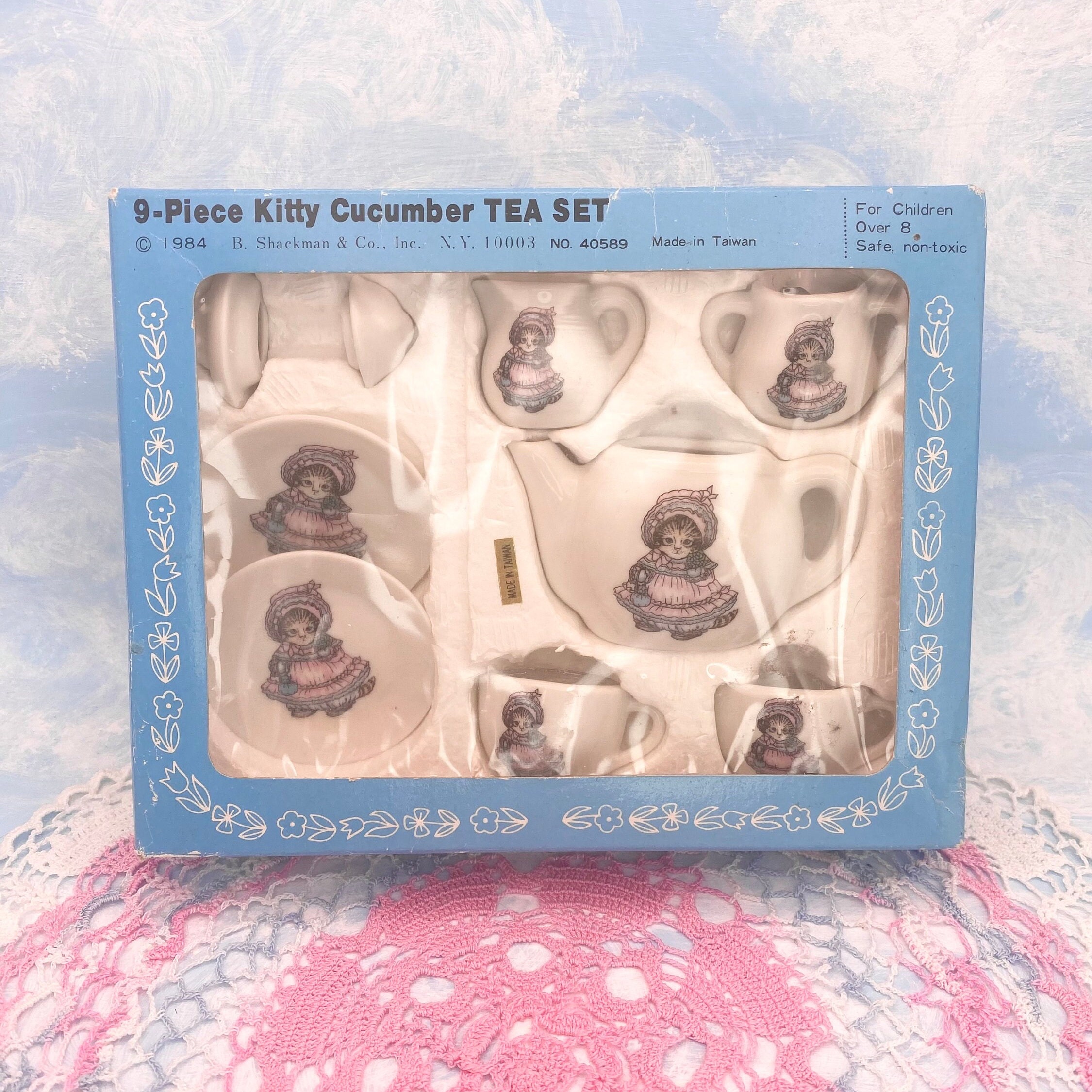 Vintage Kitty Cucumber 9 Piece Toy Tea Set by Schmid - Etsy