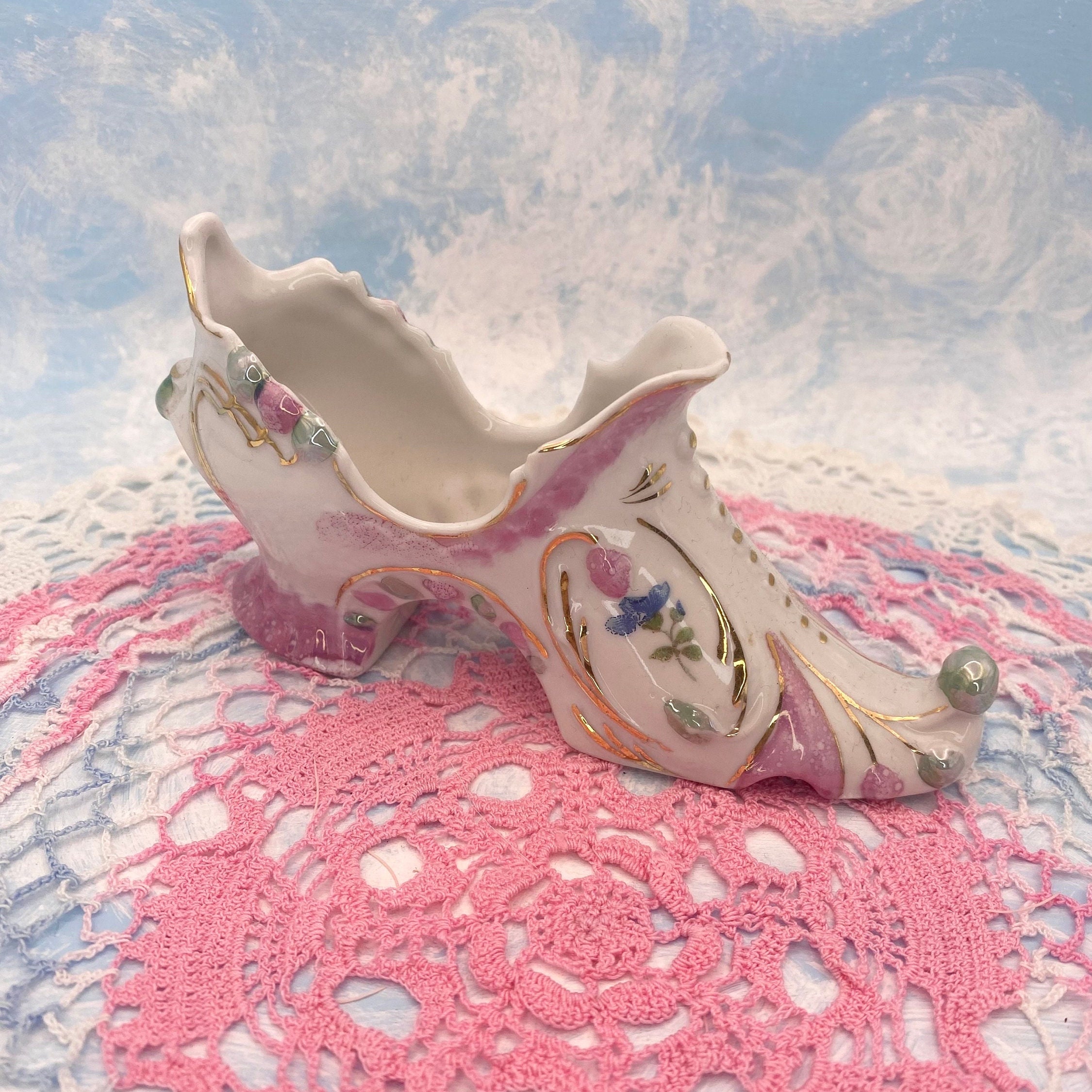 Victorian Hand Painted Porcelain Floral Shoe - Etsy