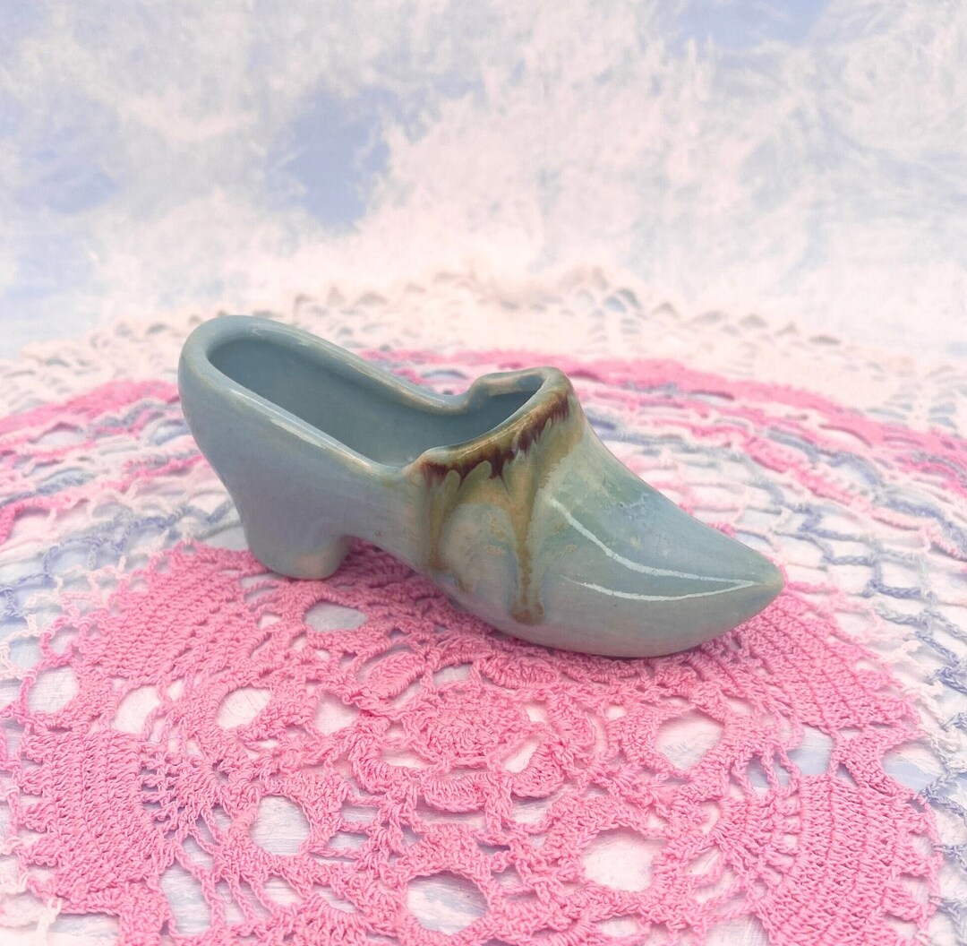 Vintage Blue Miniature Ceramic Clog Belgium - Etsy