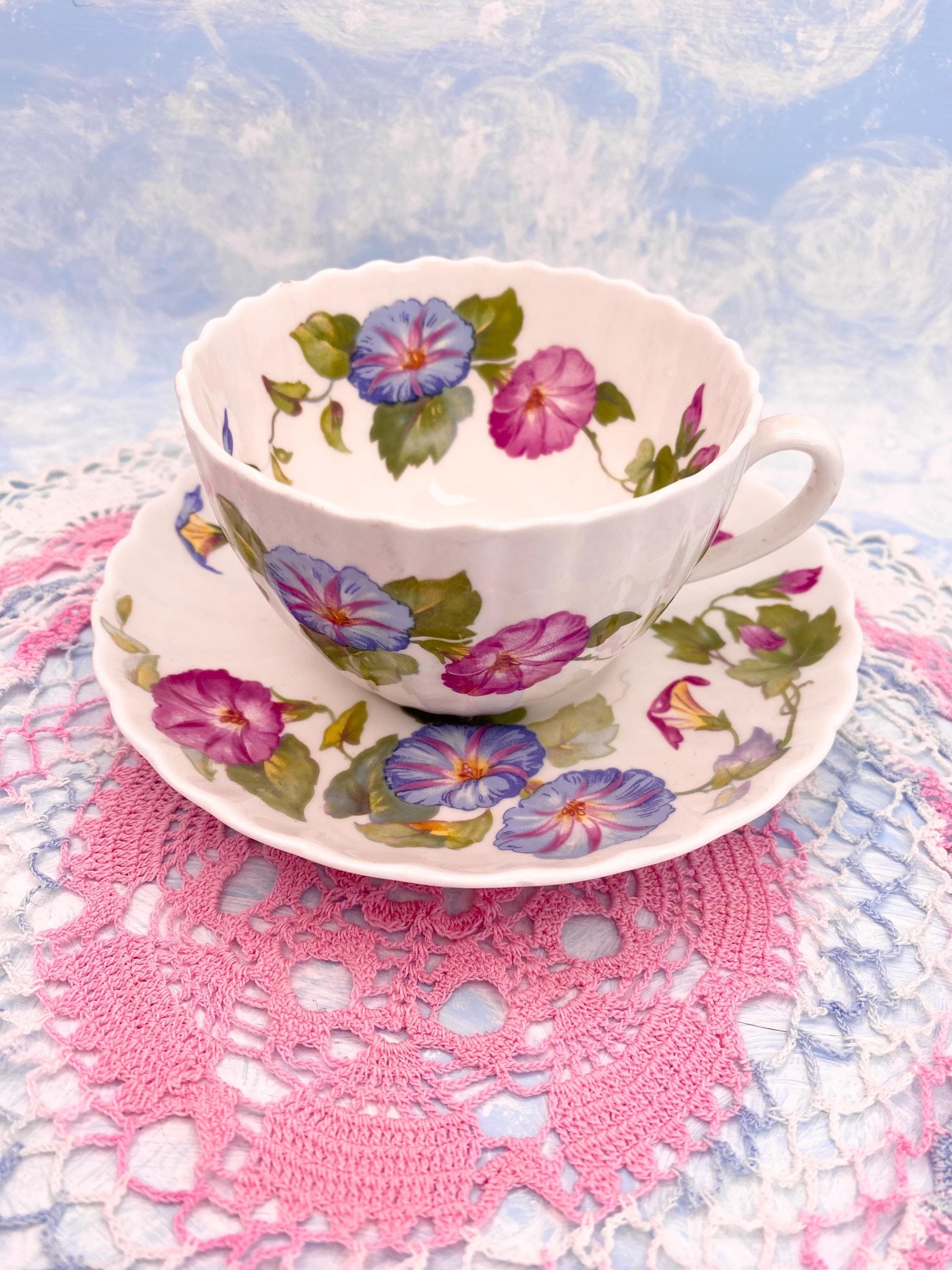 Petunia Scalloped Radford English Bone China Teacup and Saucer Set - Etsy