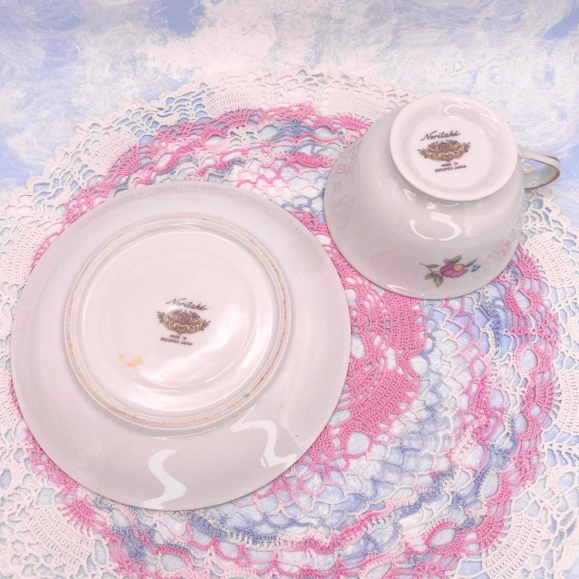 Noritake Rainbow Floral Teacup and Saucer Set Made in Occupied Japan - Etsy