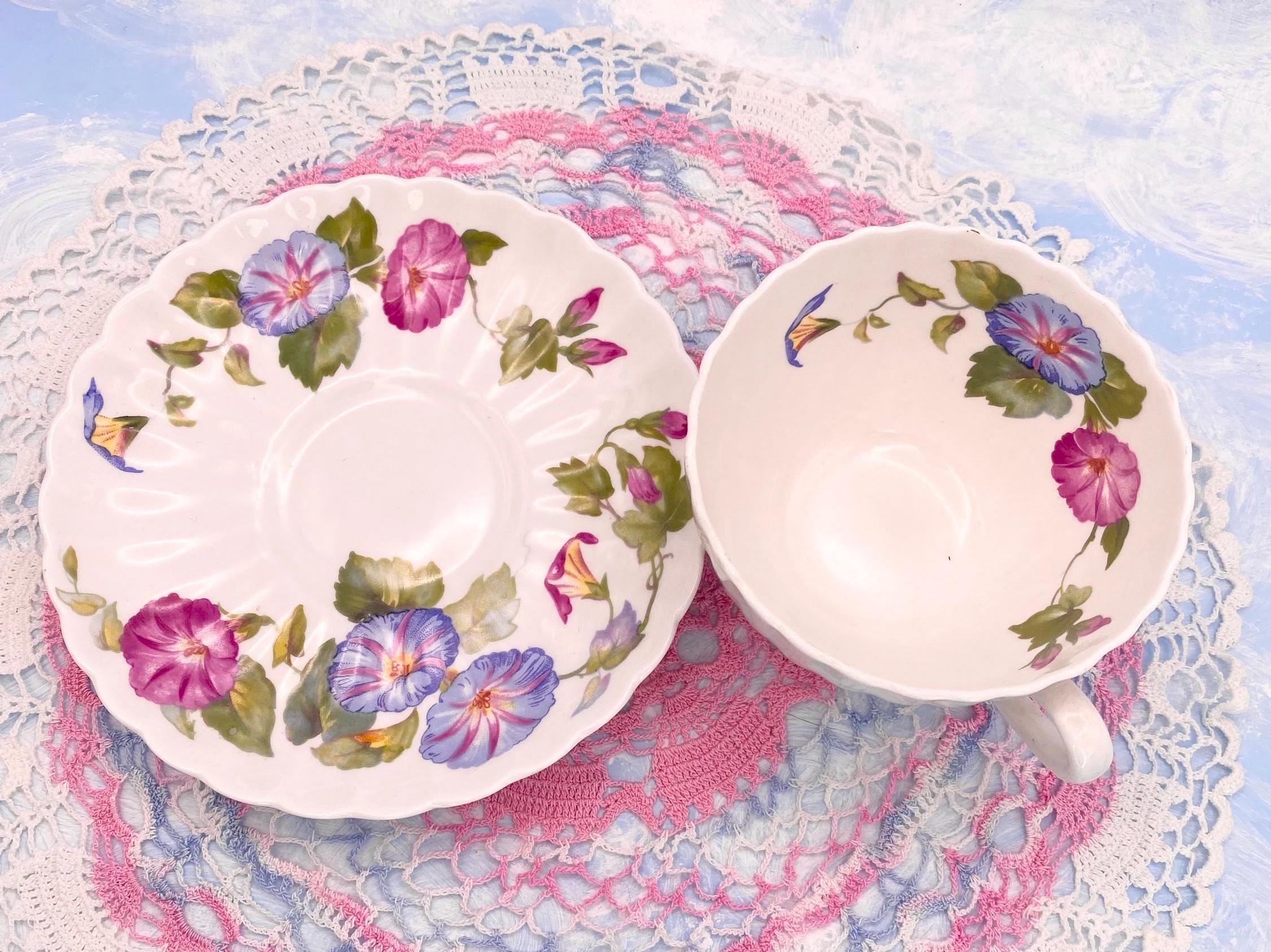Petunia Scalloped Radford English Bone China Teacup and Saucer Set - Etsy