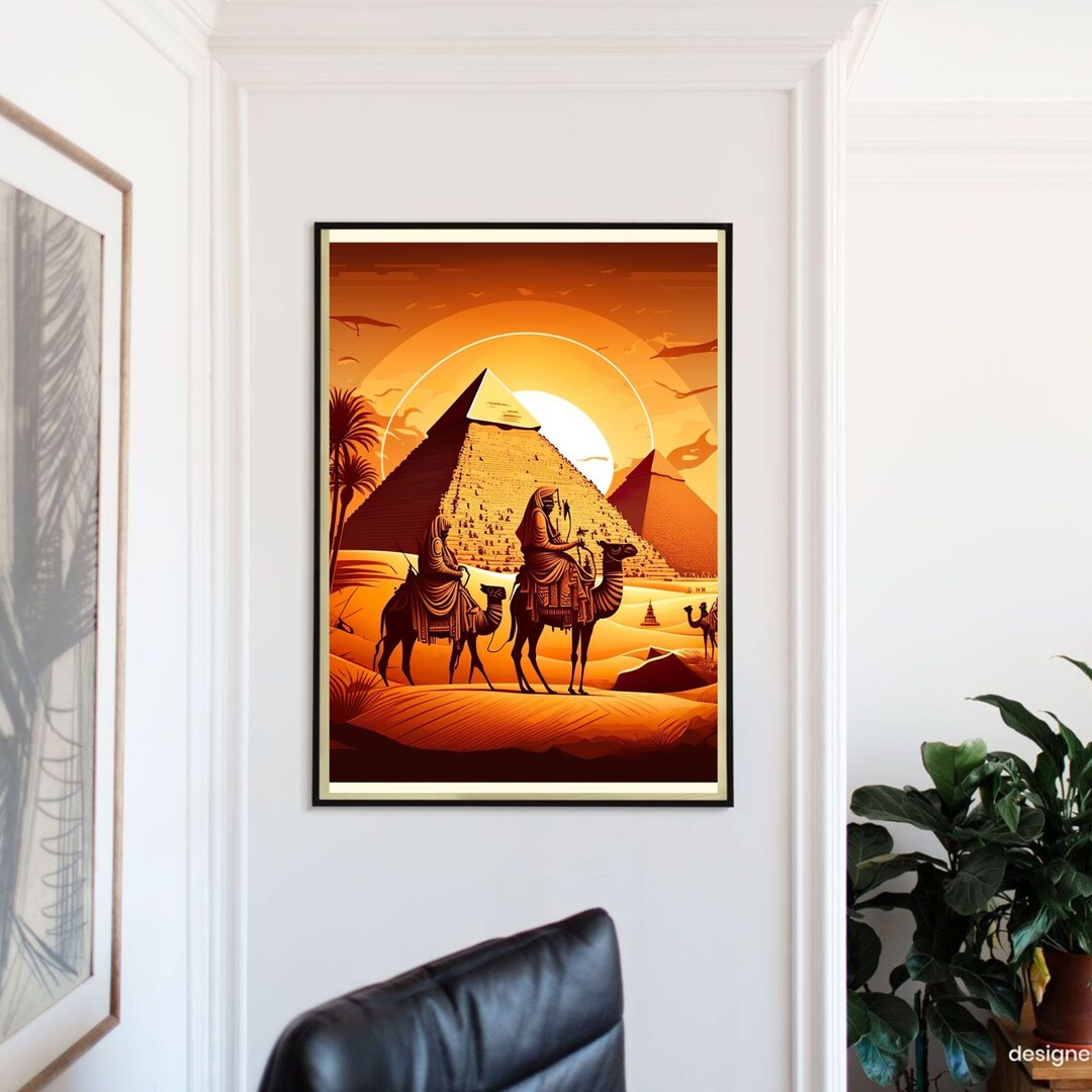 Egyptian Pyramids, Sunset Egypt I Wall Art, Painting, Wall Decor, House ...