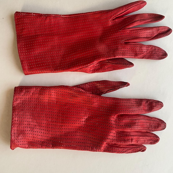 Red Leather Gloves - Etsy