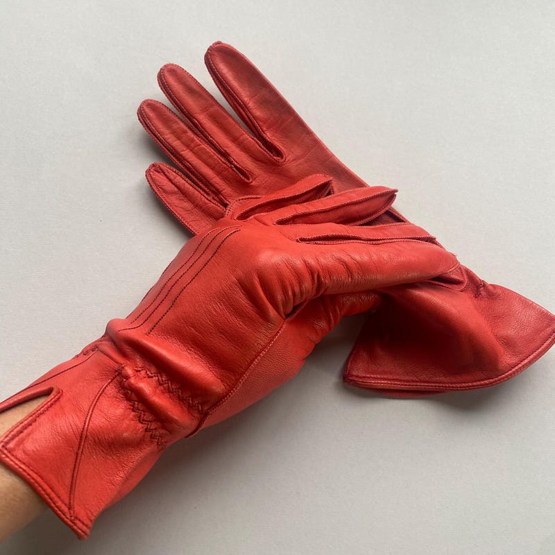 Red Leather Gloves - Etsy