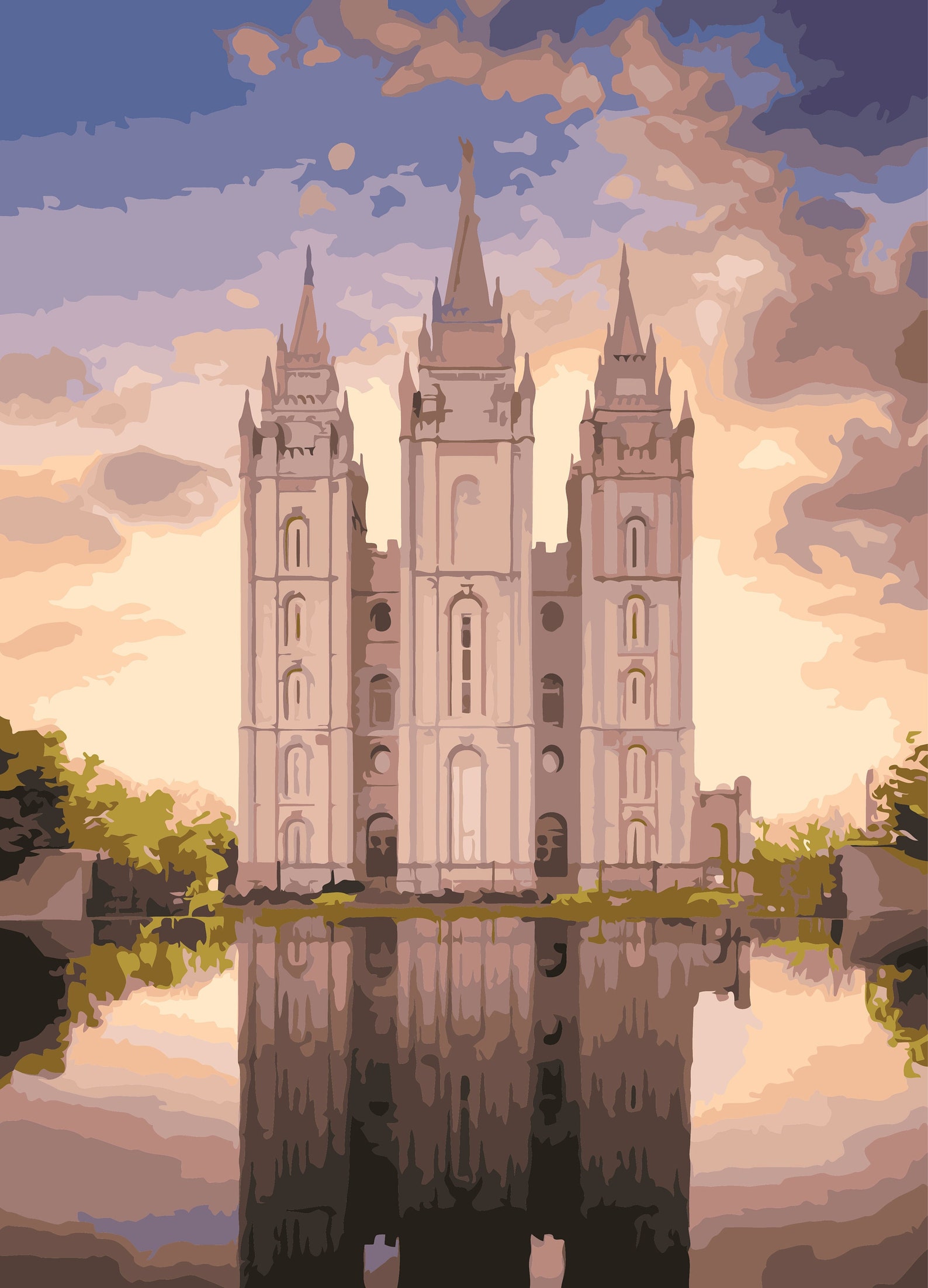 Salt Lake City Reflections Temple Paint by Numbers Kit - Etsy