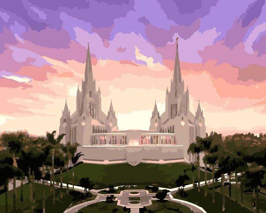 San Diego Temple Paint by Numbers Kit - Etsy