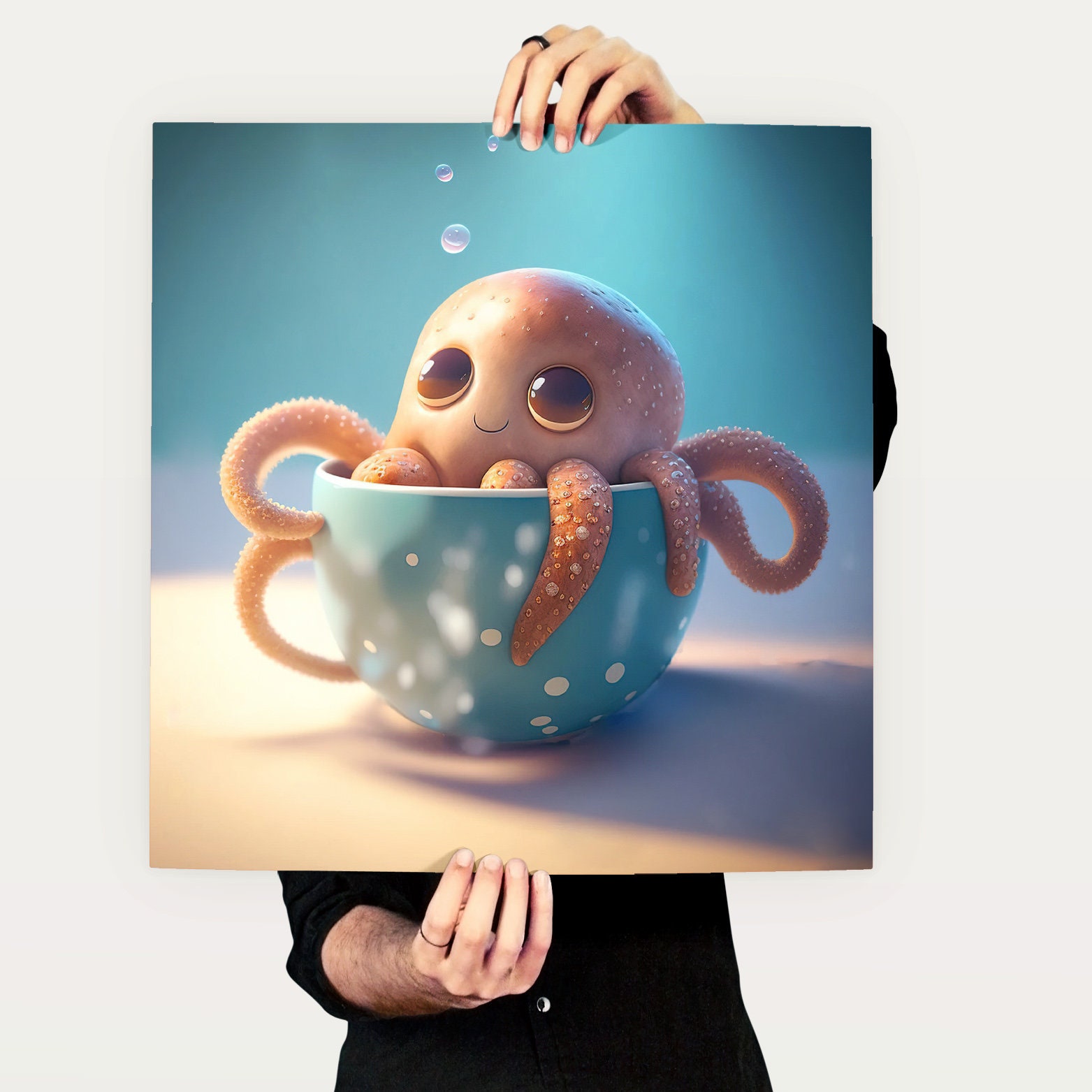 Adorable Octopus in a Coffee Mug Octopus Art Print Bubbles - Etsy