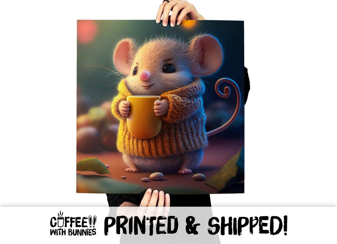 Adorable Mouse With Coffee Mug • Mouse Art Print • Timothy • Nursery ...