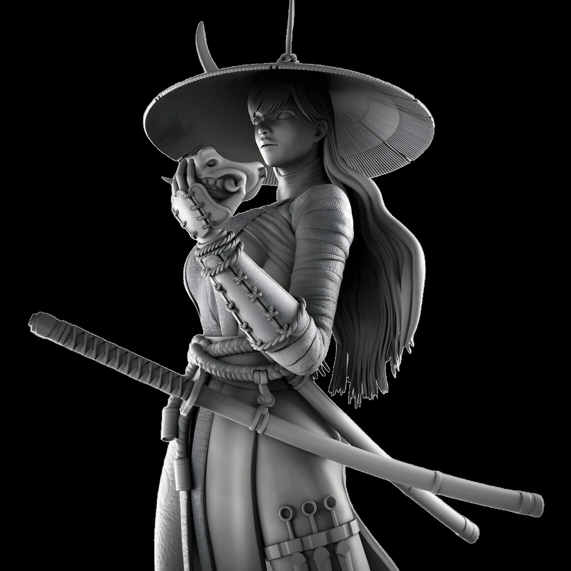 Anime STL File 3D Print - Samurai Woman - Etsy