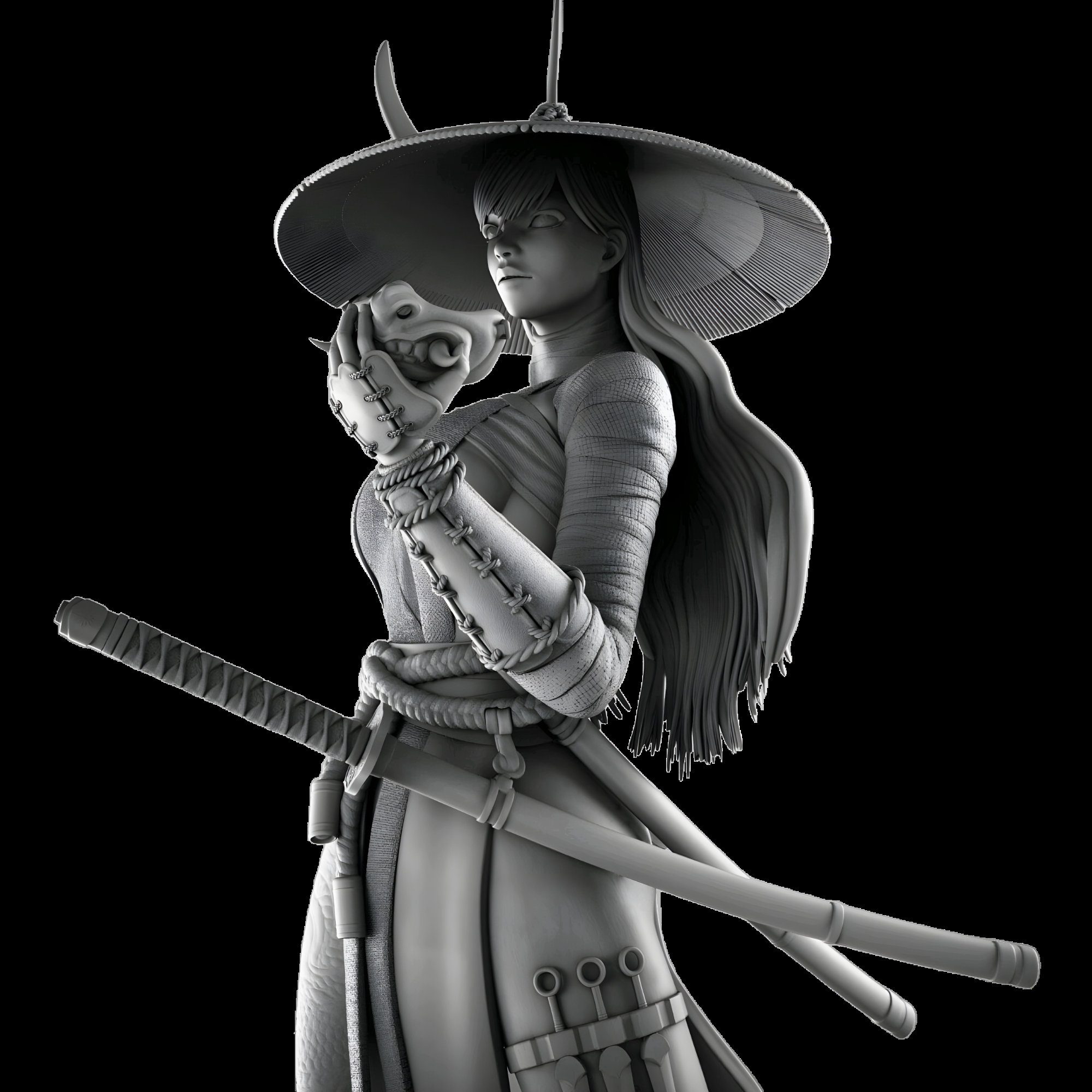 Anime STL File 3D Print - Samurai Woman - Etsy