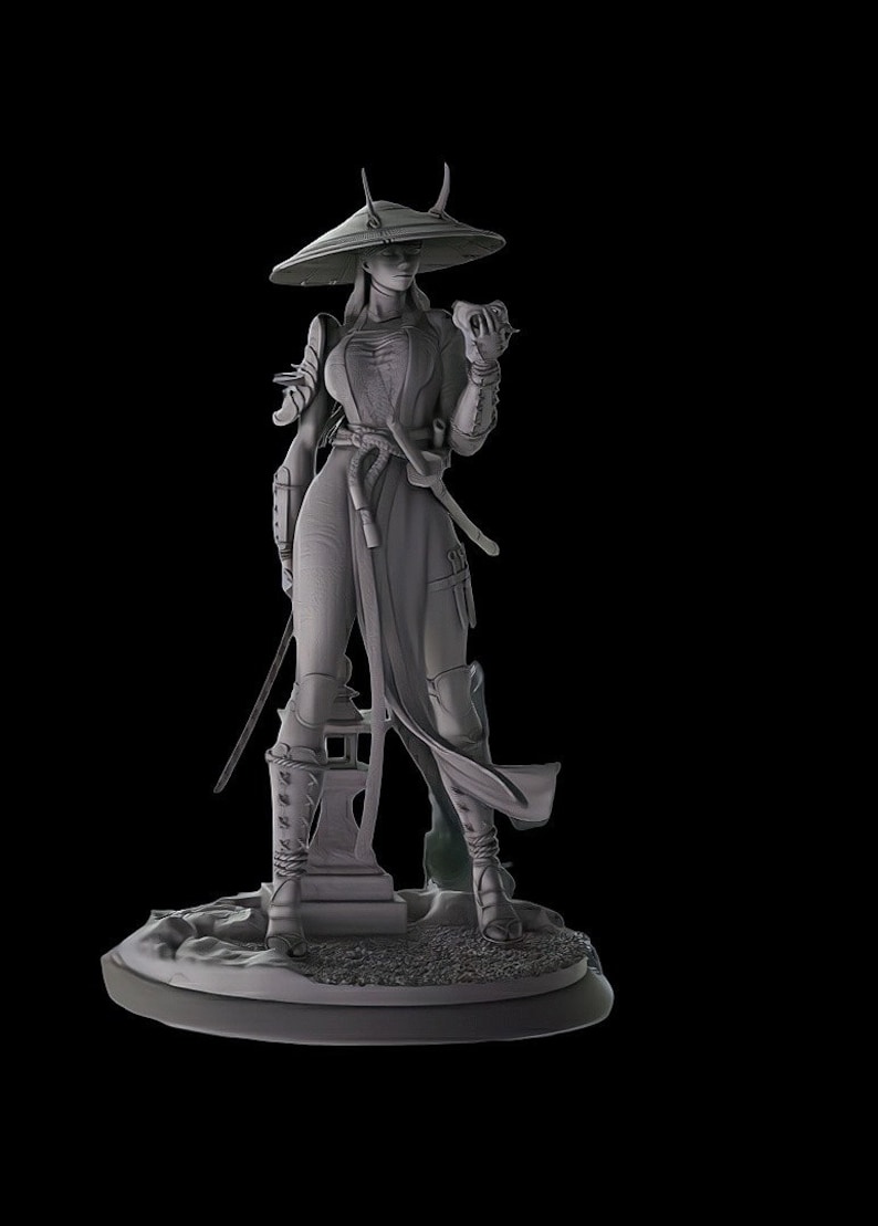 Anime STL File 3D Print Samurai Woman - Etsy