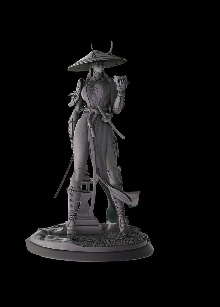 Anime STL File 3D Print - Samurai Woman - Etsy