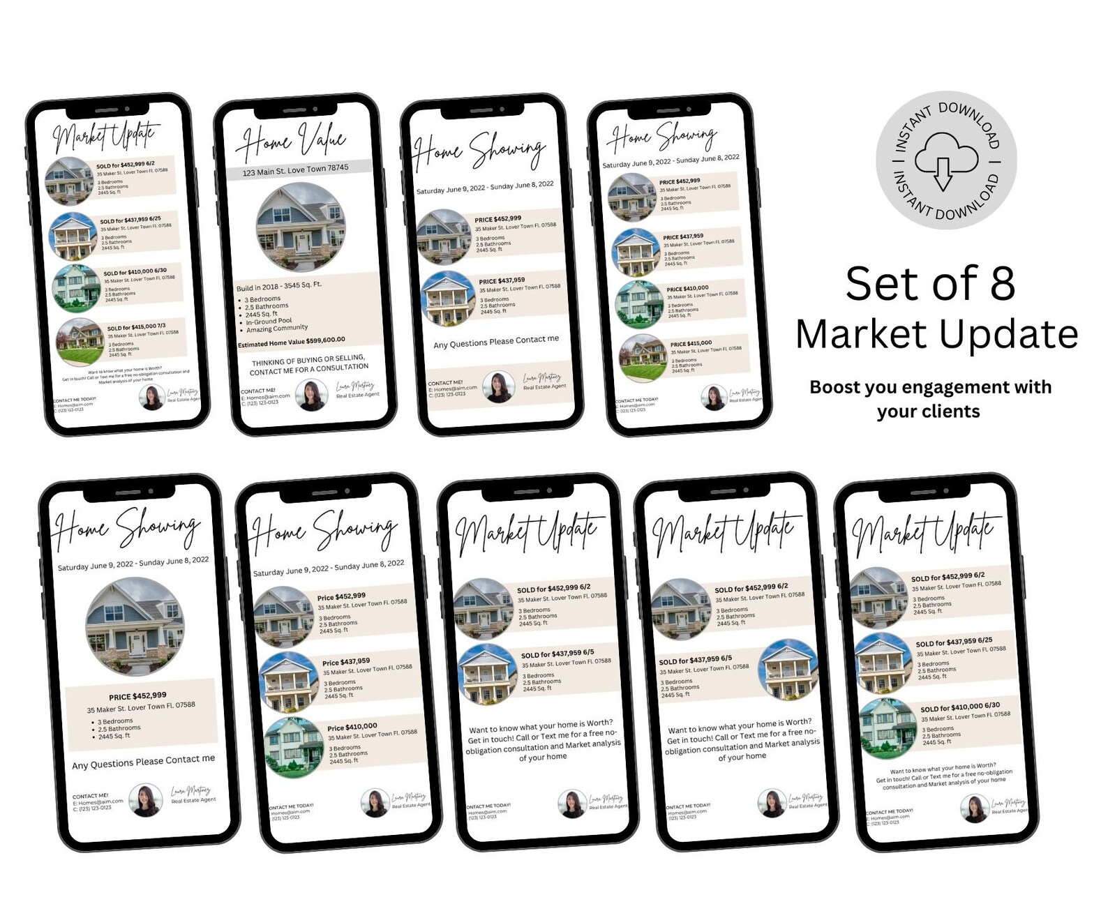 Textable Real Estate Marketing Templates Bundle Realtor Text CMA Update ...