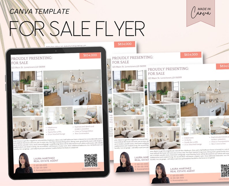 Home for Sale Flyer Canva Template for Real Estate Professional House ...