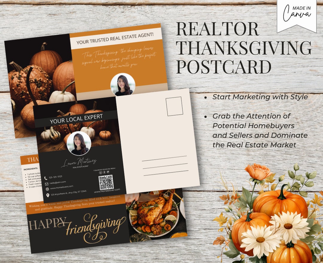 Real Estate Thanksgiving Card, Real Estate Marketing, Pop By ...
