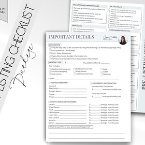 Pre-listing Checklist Package for Real Estate Agents Edit in Canva ...