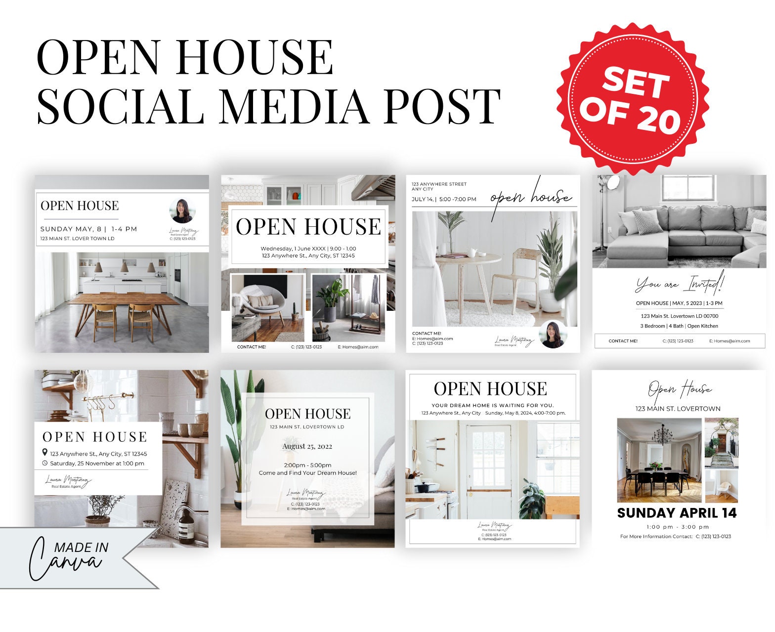 Realtor Open House Social Media Posts Canva Template Home Listing Update Home Showing Instagram ...