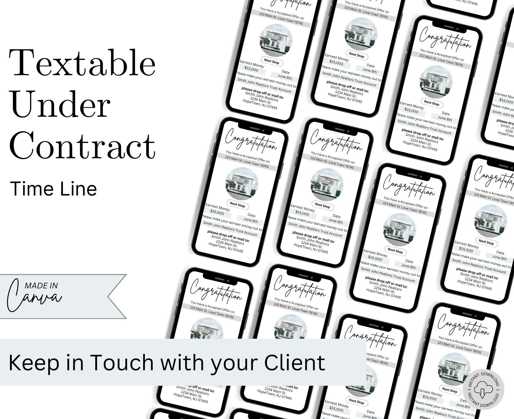 Under Contract Checklist Timeline for Realtors Texting Home Buying ...