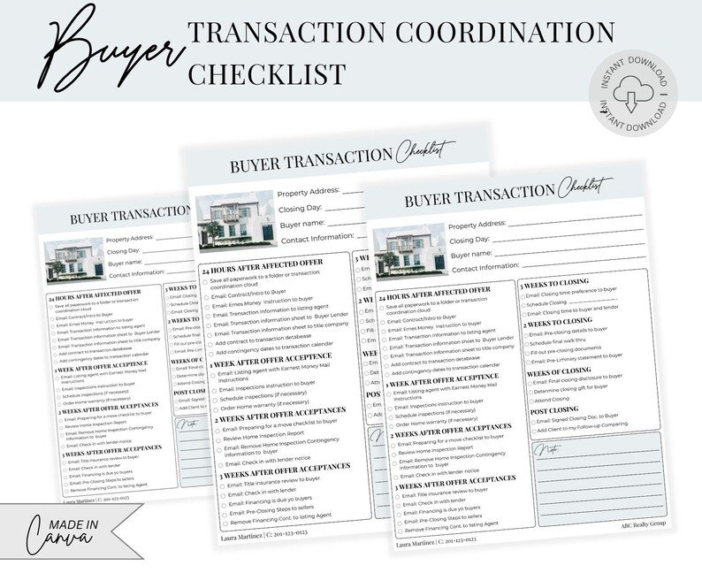 Real Estate Transaction Checklist Bundle Selling Agents & Listing ...