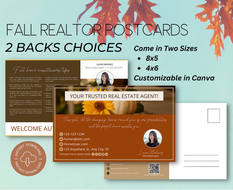 Real Estate Fall Postcard, Real Estate Marketing, Autumn Mailer, Fall ...