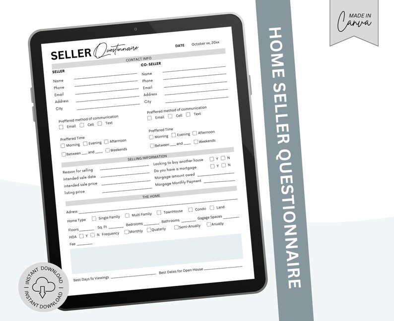 Listing Real Estate Agent Seller Questionnaire Consultation ...