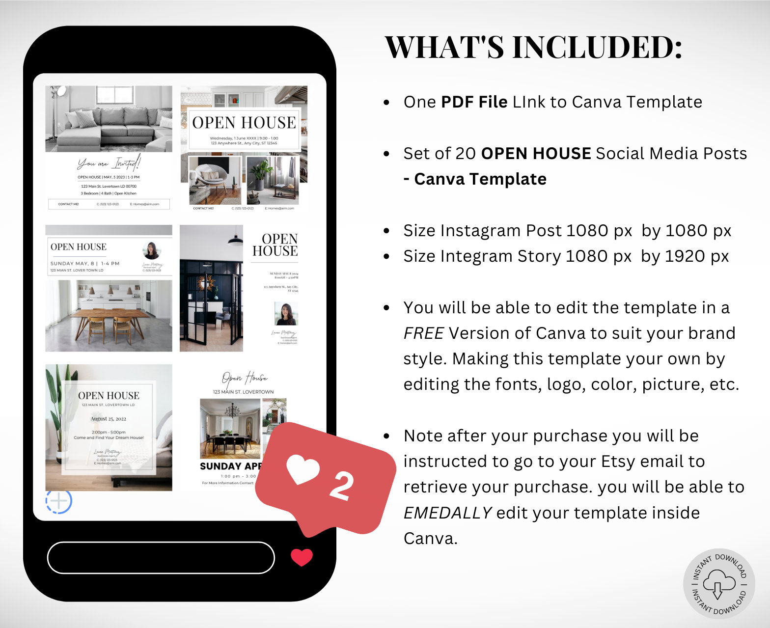 Realtor Open House Social Media Posts Canva Template Home Listing ...