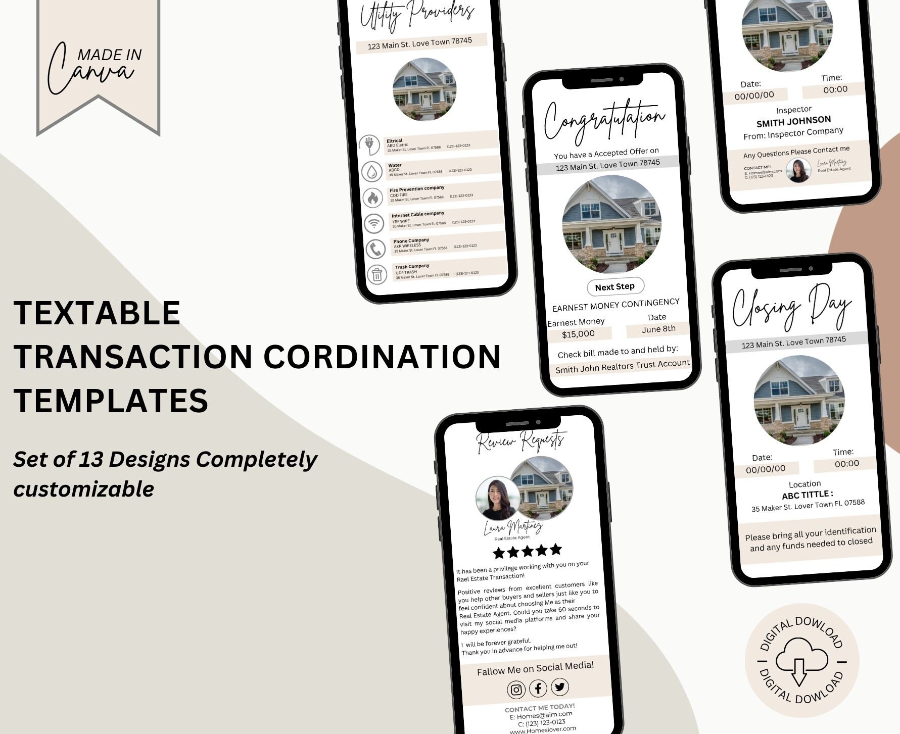 Realtor Real Estate Transaction Coordinator Templates Textable Canva ...