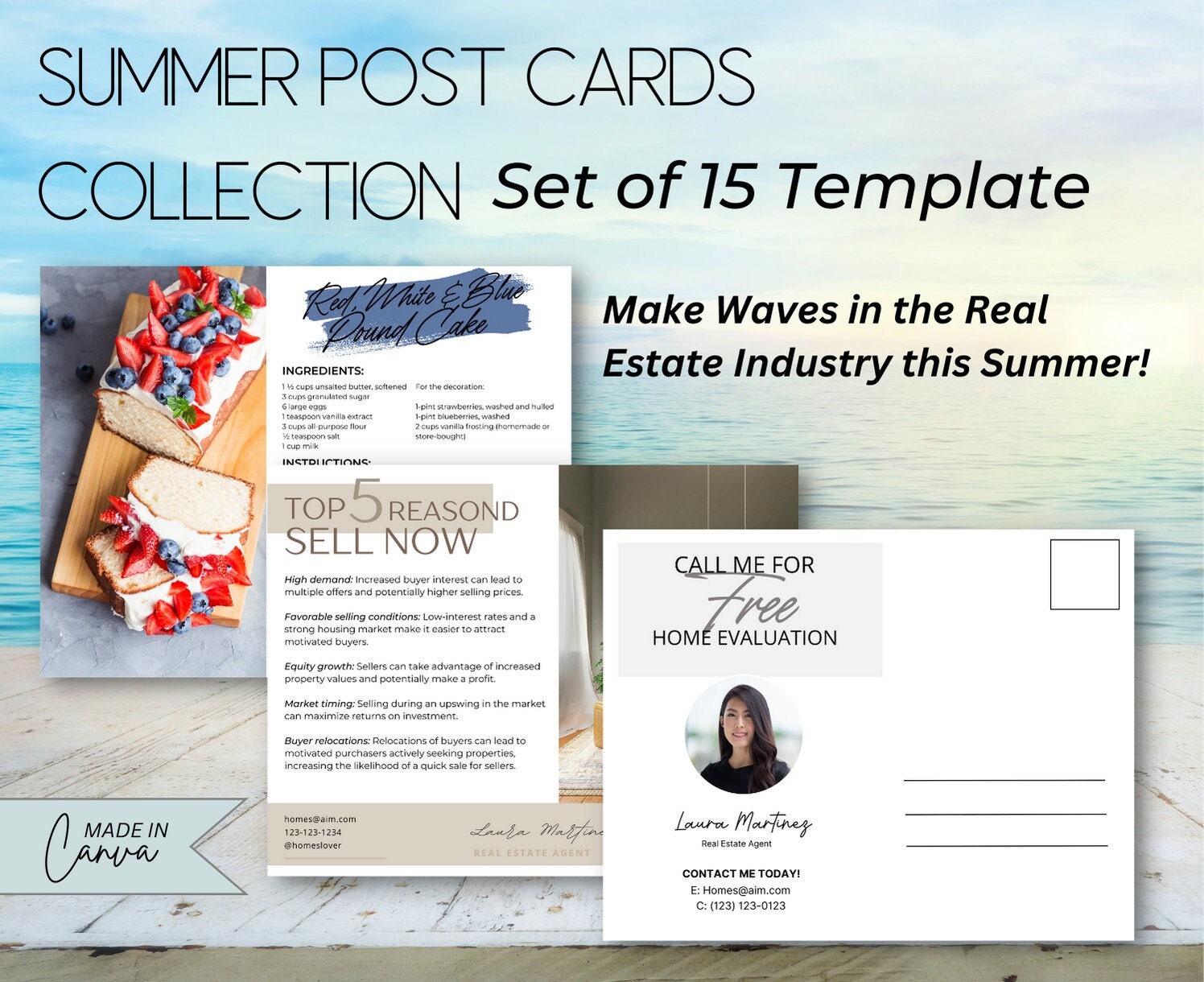 Realtor Summer Postcard, Real Estate Summer Marketing Postcard, Realtor ...