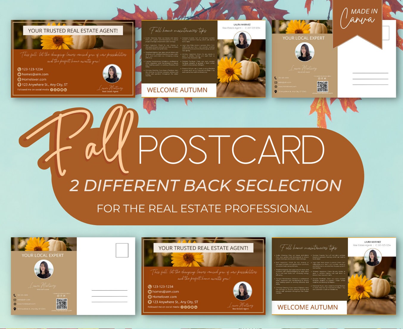 Real Estate Fall Postcard, Real Estate Marketing, Autumn Mailer, Fall ...
