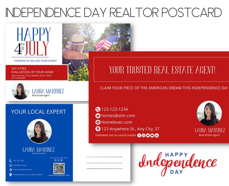 4th July Postcard Real Estate Templates Real Estate Agent Marketing ...