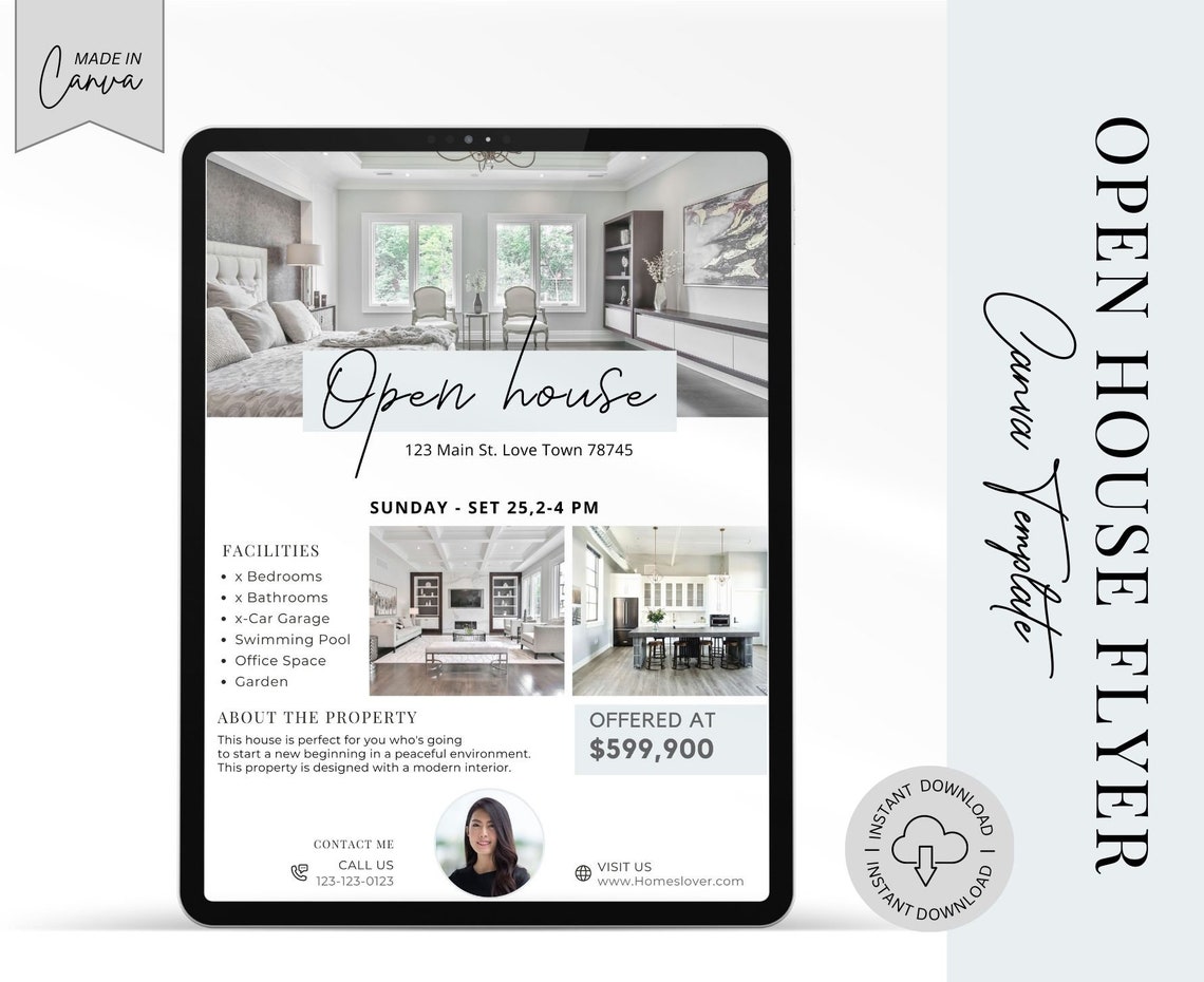 Open House Flyer Listing Marketing Flyer for Open House Feature Sheet ...