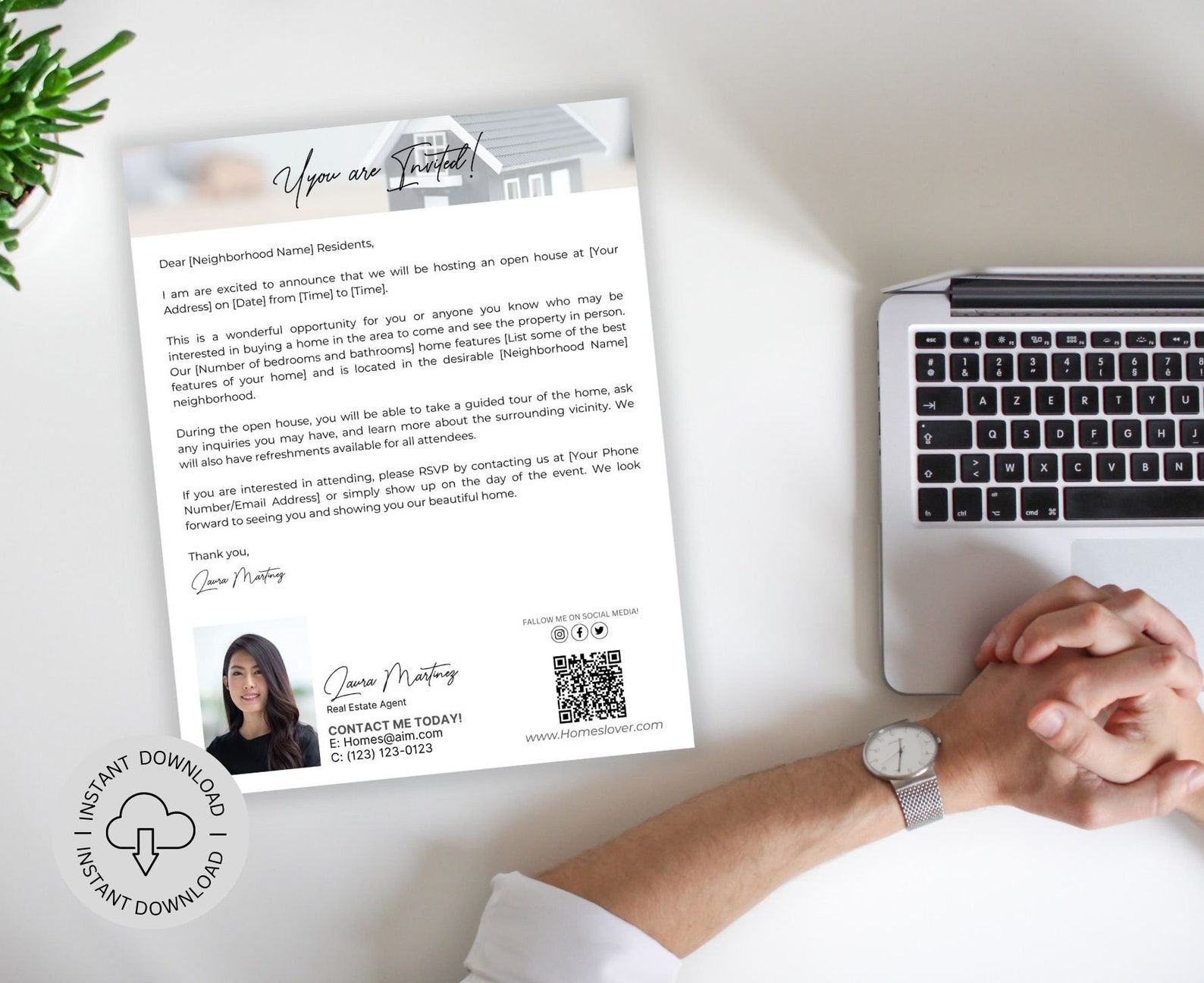 Realtor Open House Invitation Professional Farming Letter Editable ...