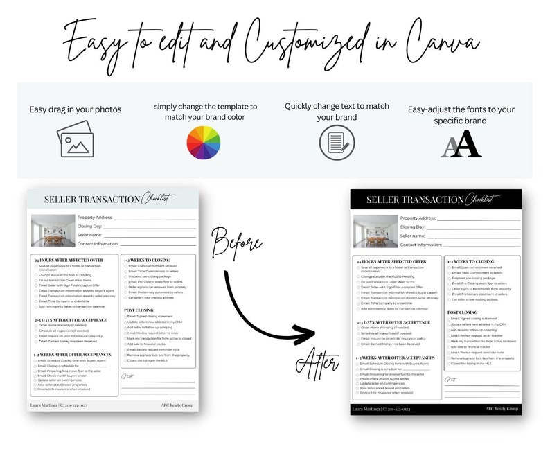 Checklists Package Bounded for Realtor Transactions Editable in Canva ...