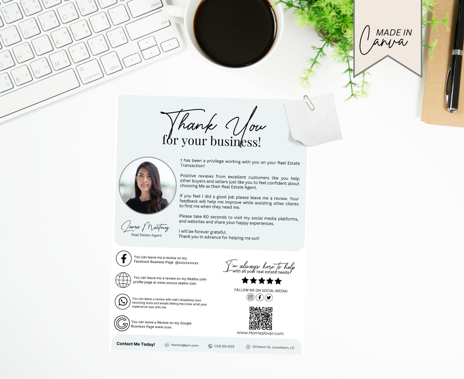 Client Review Request Flyer for Real Estate Agent Review Request Letter ...